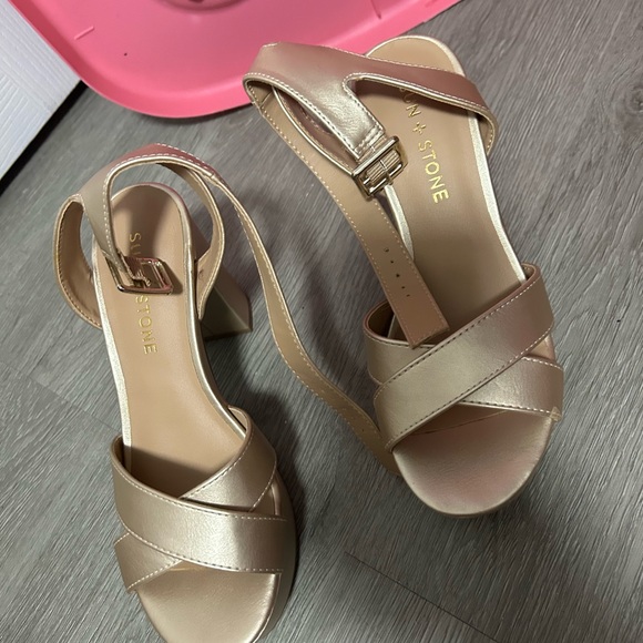 Sun + Stone | Shoes | Sun Stone Metallic Strappy Heels | Poshmark